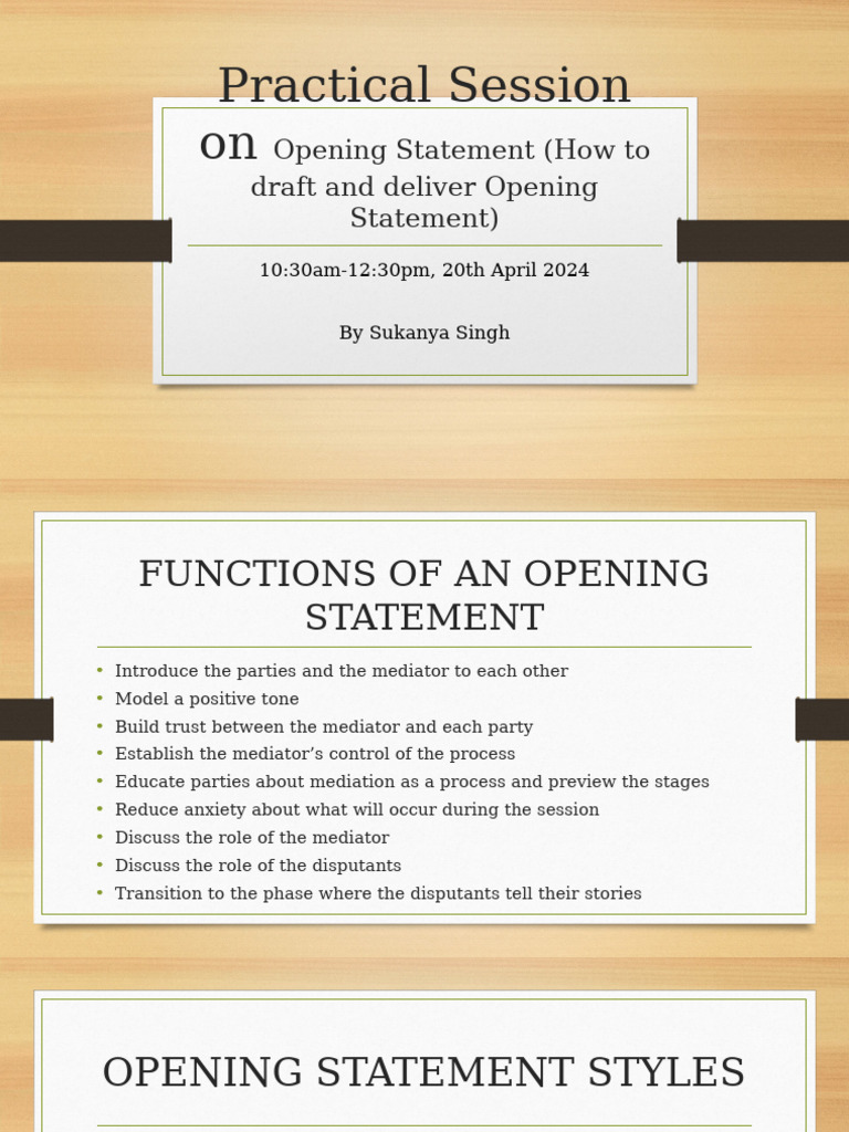 Mediation - Opening Statement Presentation | PDF