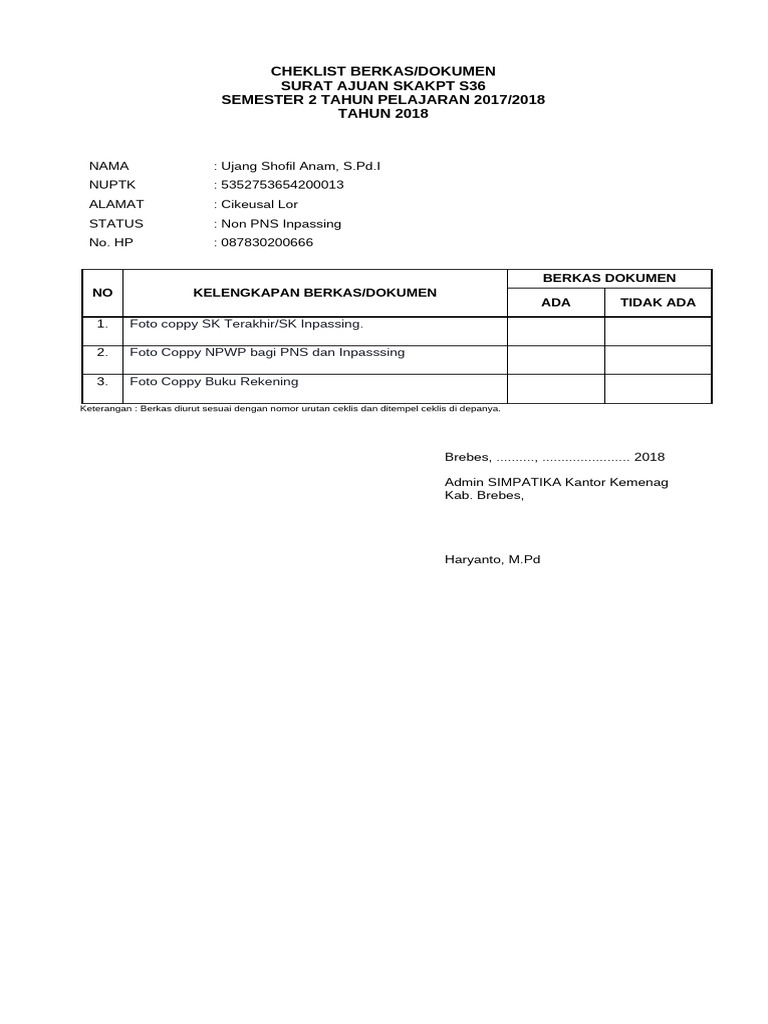 Cheklis Surat Ajuan S36 | PDF