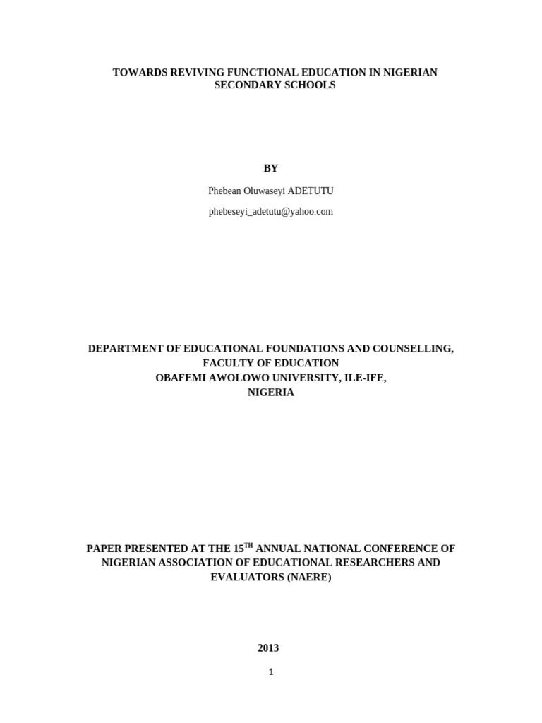 Towards Reviving Functional Education in | PDF