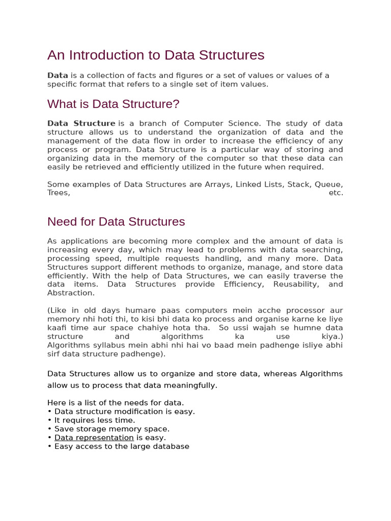 An Introduction To Data Structures | PDF