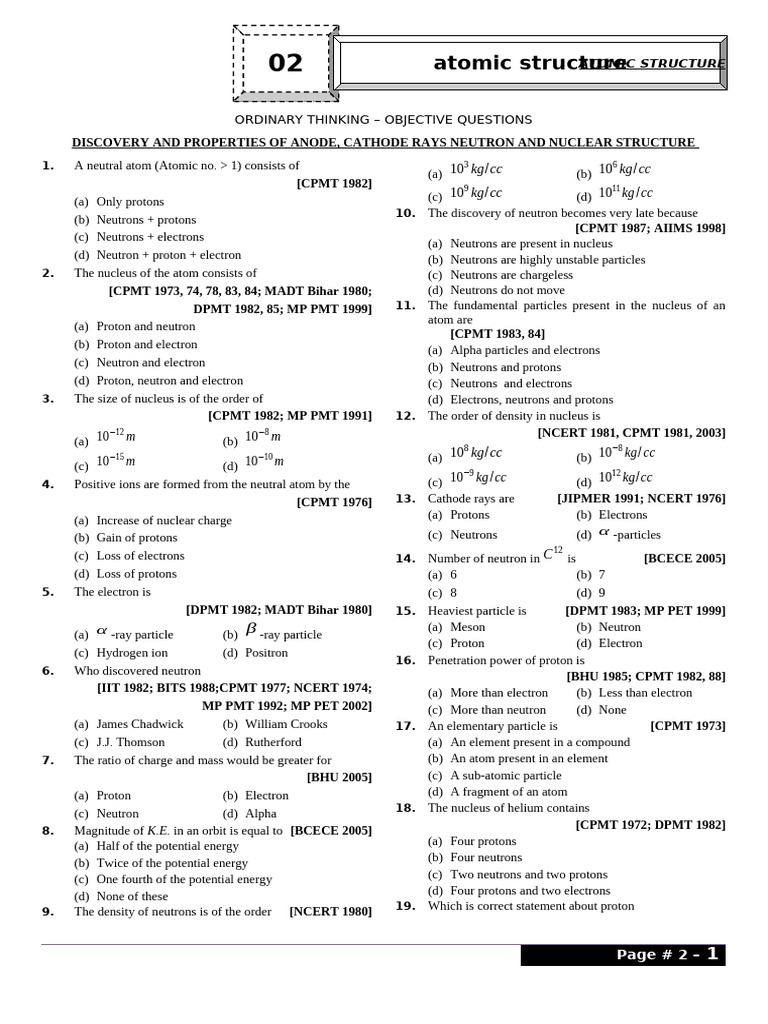 02 Atomic Structure | PDF