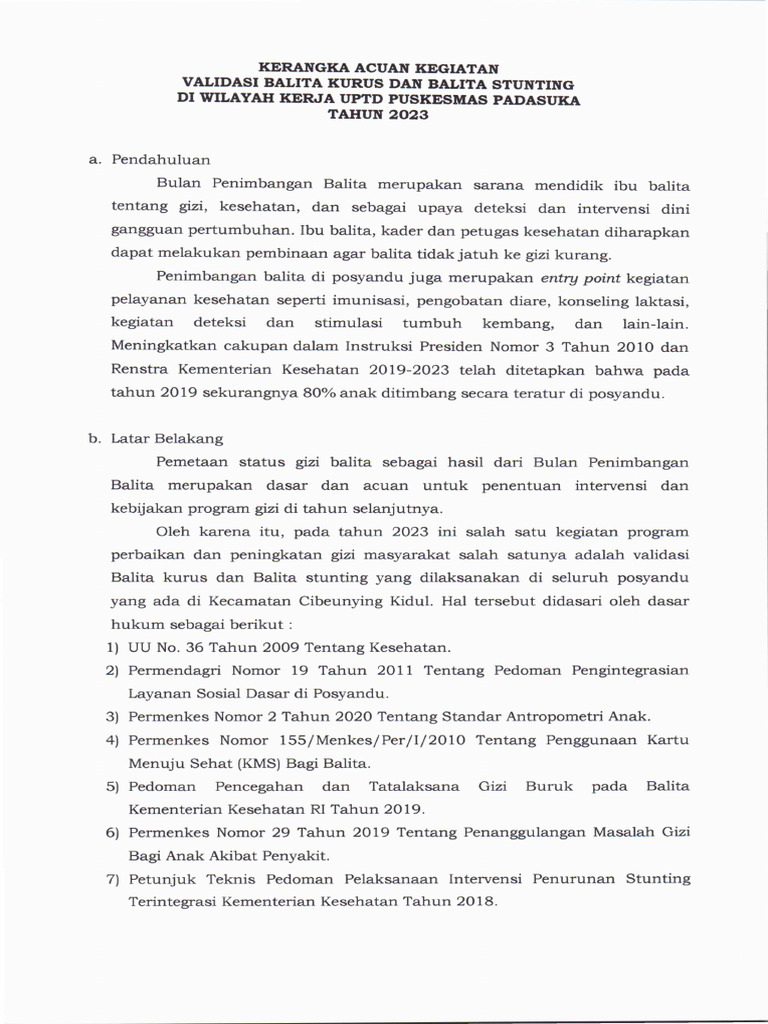 Kak Validasi Balita Kurus Dan Stunting | PDF