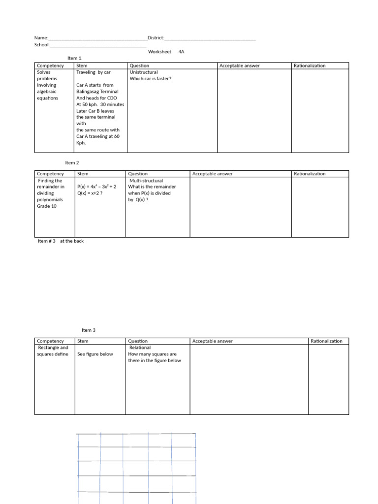 4a Worksheets | PDF