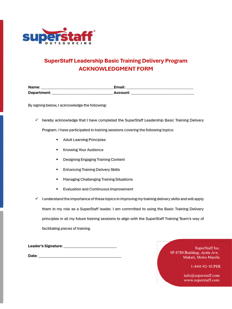 BTD Acknowledgment Form | PDF | Career & Growth