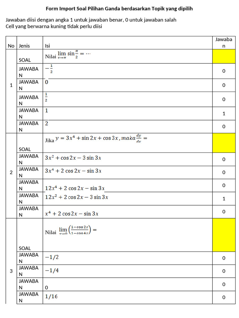 Soal PAS Matematika Minat Semester Ganjil Kelas 12 | PDF