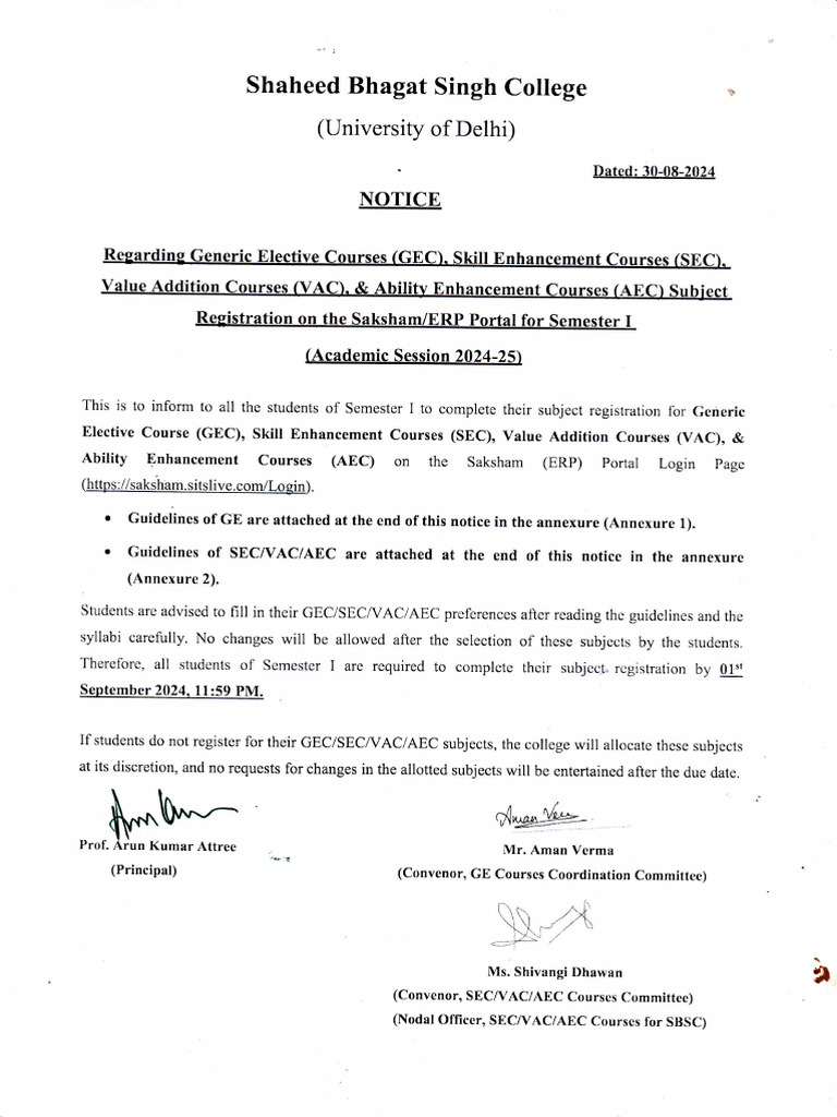 Notice | PDF | Bachelor Of Arts | Liberal Arts Education