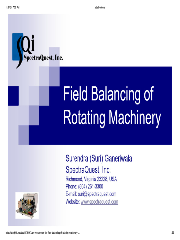 Field Balancing or Rotating Machinery | PDF
