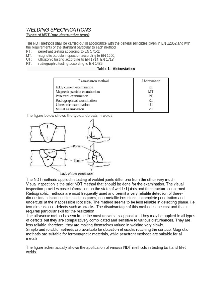 Welding Specifications | PDF