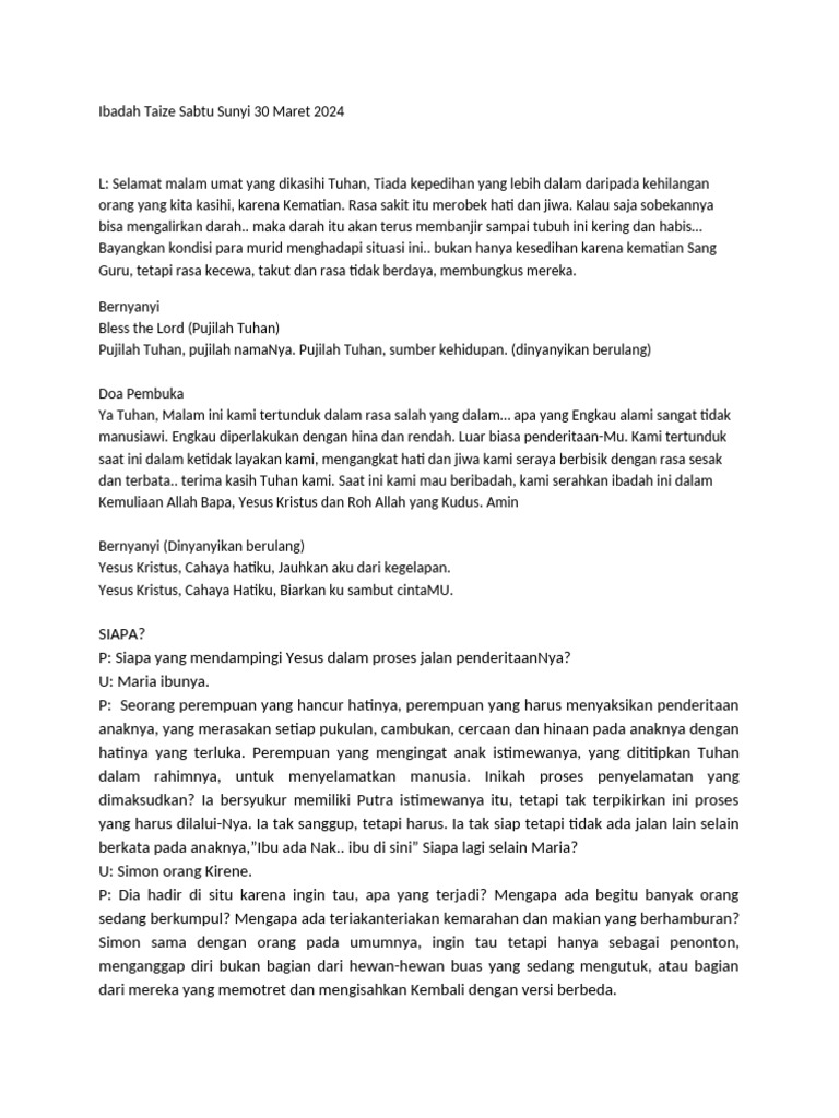 Bahan Ibadah Taize | PDF