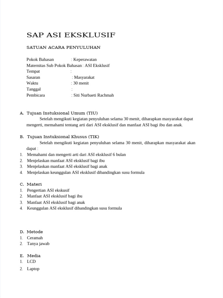 PDF Sap Asi Eksklusif | PDF