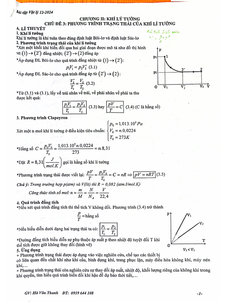 Phương Trình TR NG Thái C A Khí Lý Tư NG | PDF