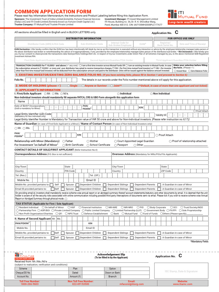 ITI CAF SIP Form | PDF