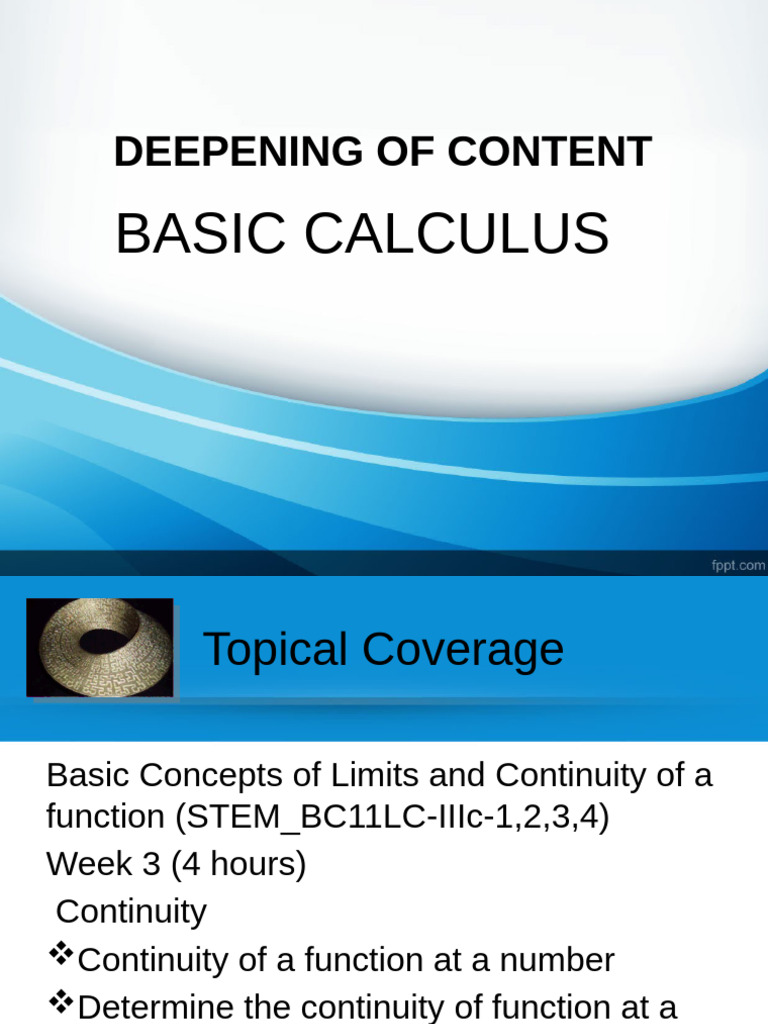 Basic Calculus Deepening 3rd Week | PDF | Continuous Function | Function (Mathematics)