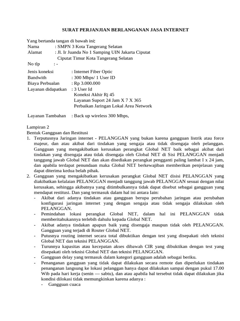 Formulir Aplikasi Jasa Internet | PDF