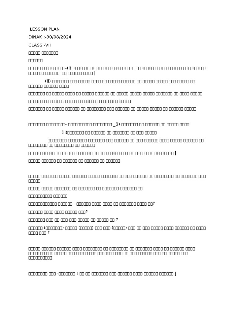 LESSON PLAN Class 7 Sangya | PDF