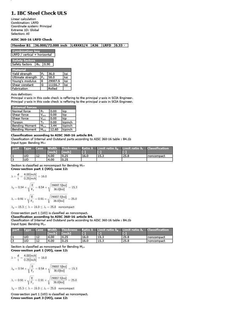 Aisc 360 16 Bending Example F 11c | PDF
