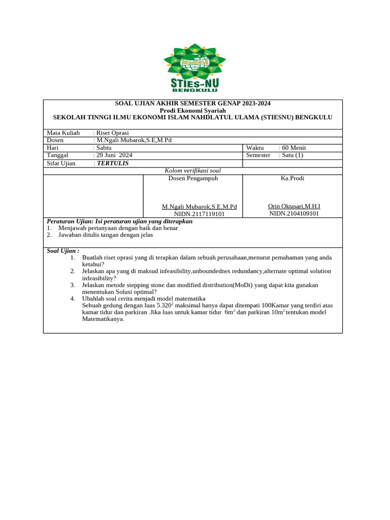 UAS Riset Oprasi | PDF