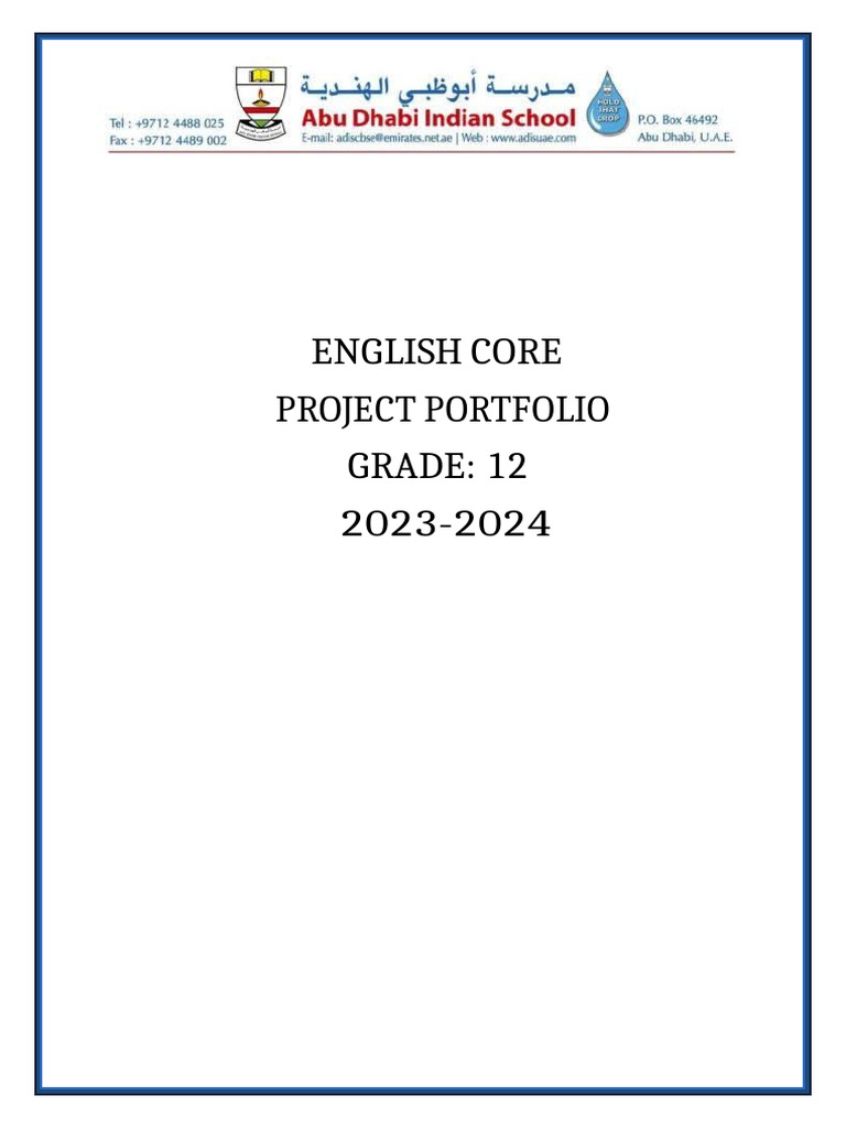 English - Project - Index Page 2023-2024 | PDF