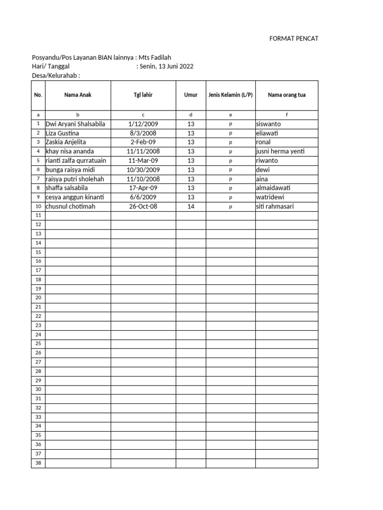 Imunisasi MR MTS FADILAH | PDF