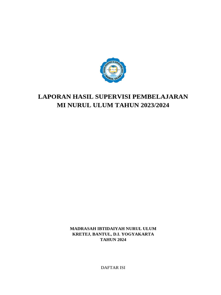 LAPORAN HASIL SUPERVISI PEMBELAJARAN MI Nurul Ulum | PDF