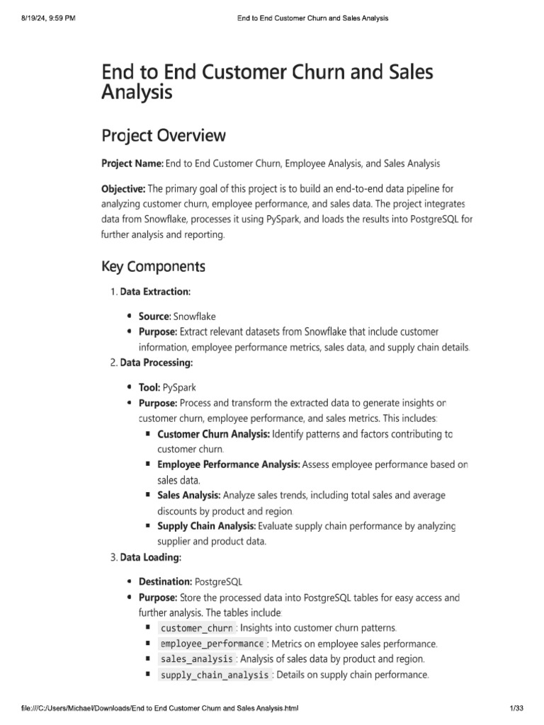 End To End Customer Churn and Sales Analysis | PDF