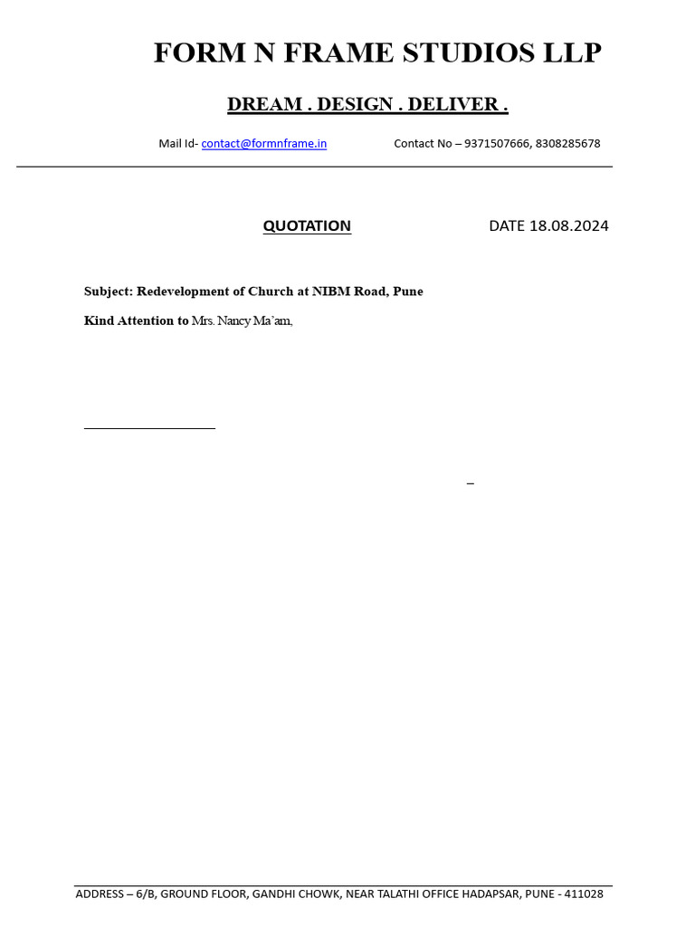 FNF Quotation Format | PDF