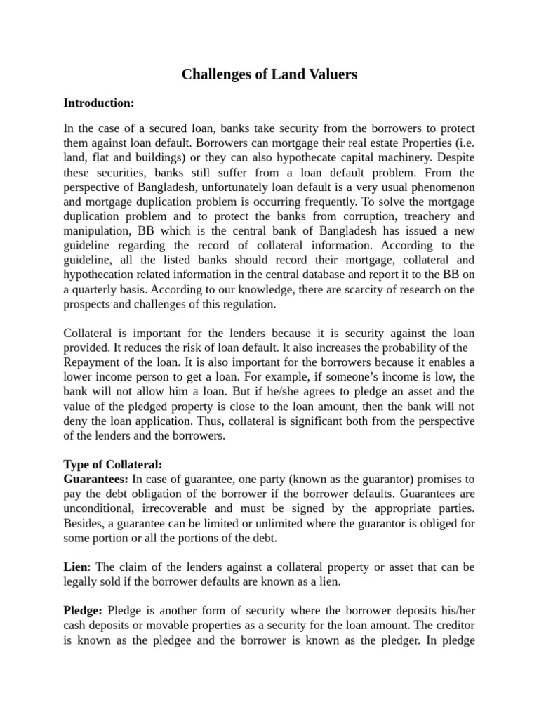 Challenges of Land Valuers | PDF | Loans | Mortgages