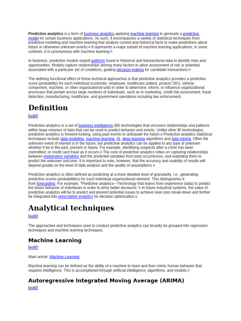 Business Analytics Machine Learning Predictive Model | PDF