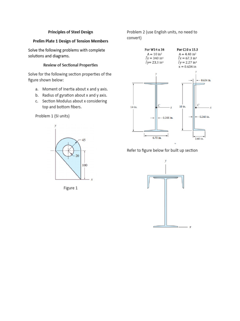 Prelim Plate 1 Sectional Properties and Design of Tension Members | PDF
