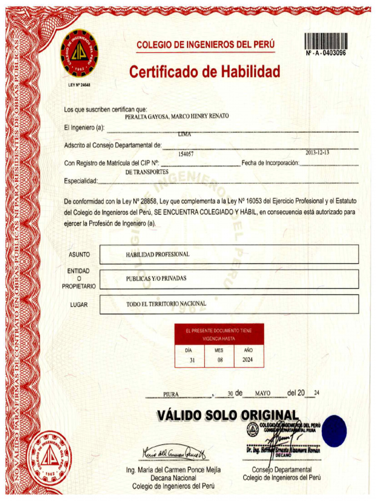 Peralta Gayosa Certificado Mayo 2024-403096 | PDF
