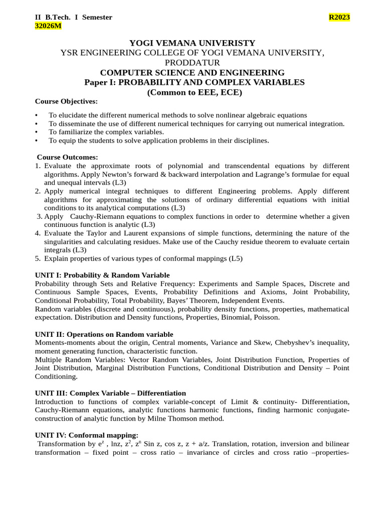 Ysr Engineering College of Yogi Vemana University, Proddatur | PDF