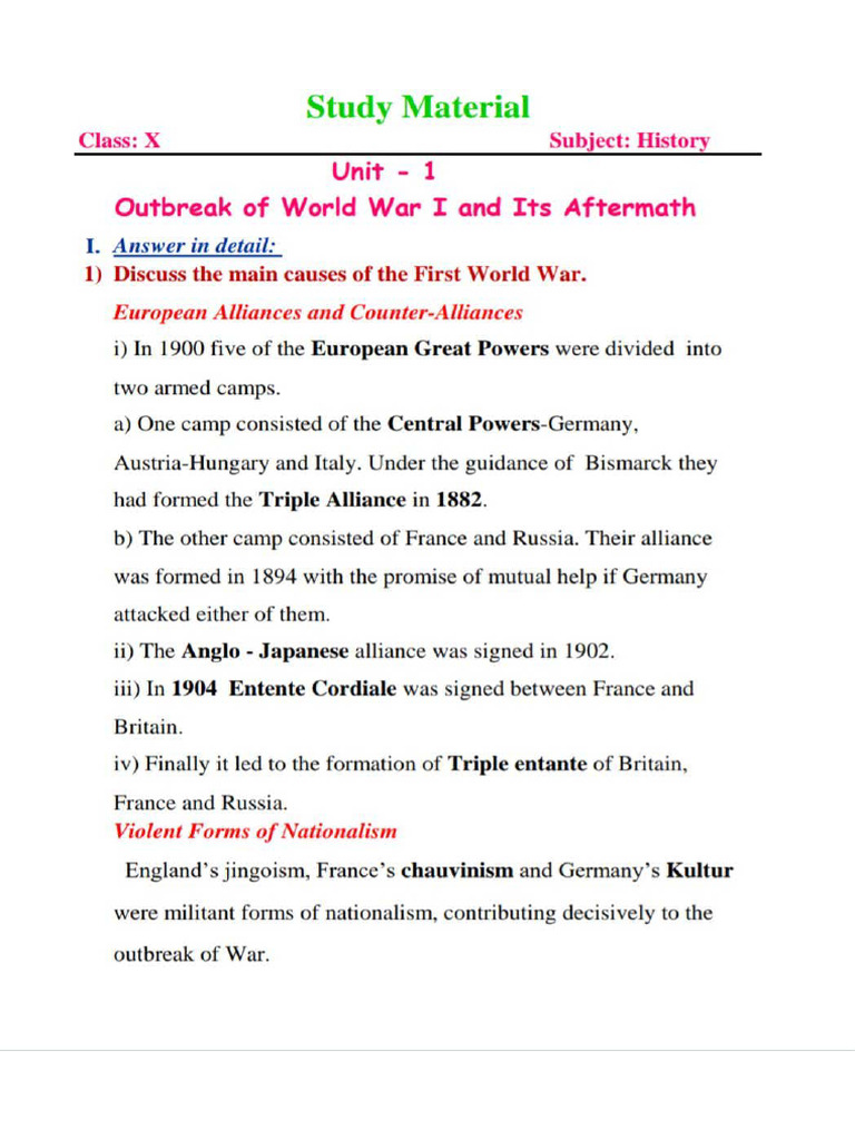 10th Social Science History Unit 1 Details. | PDF