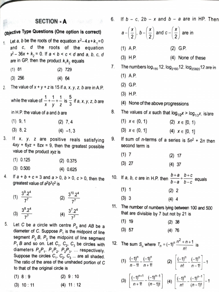Jee Advance Pyqs Sequence and Series | PDF