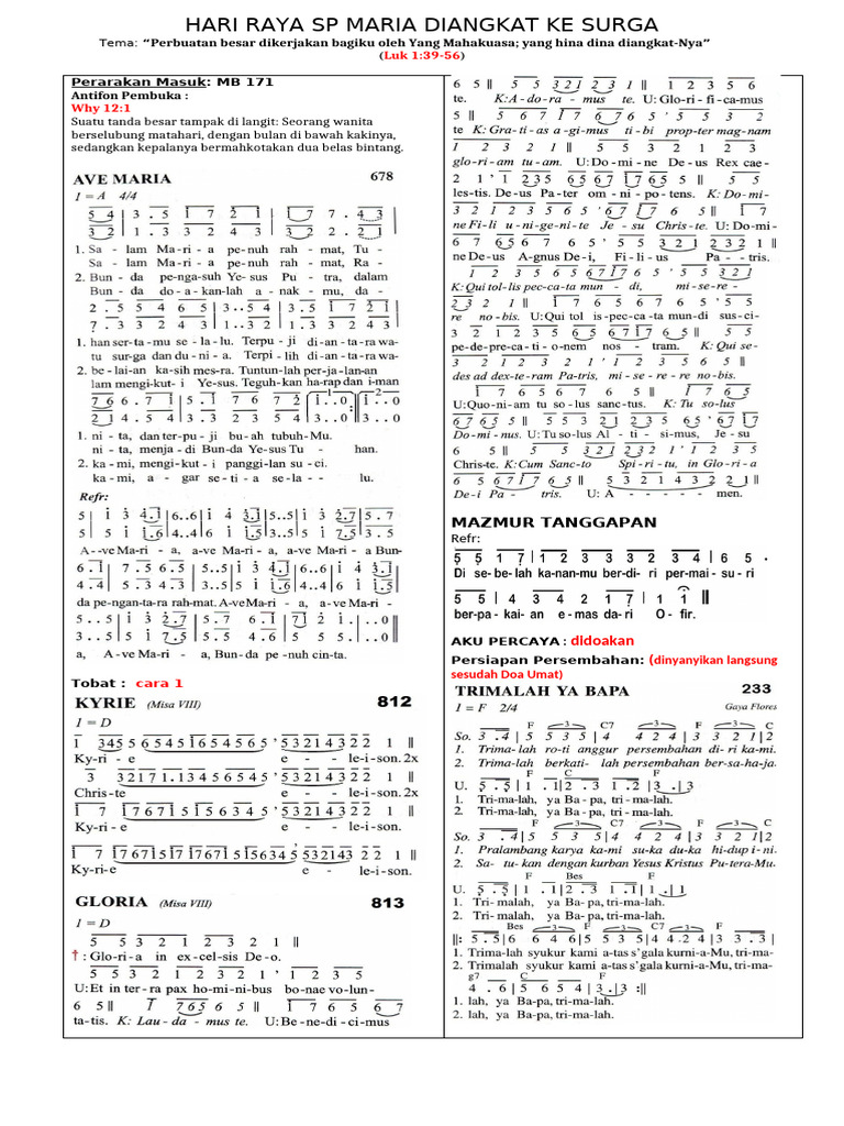 Nyanyian HR SP Maria Diangkat Ke Surga | PDF