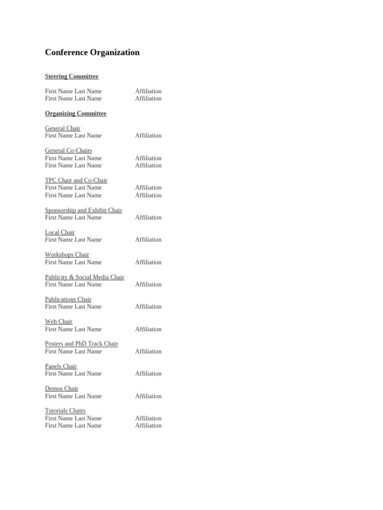 6 - EAI - CCER - Credits For Organizing Committee - EXAMPLE | PDF