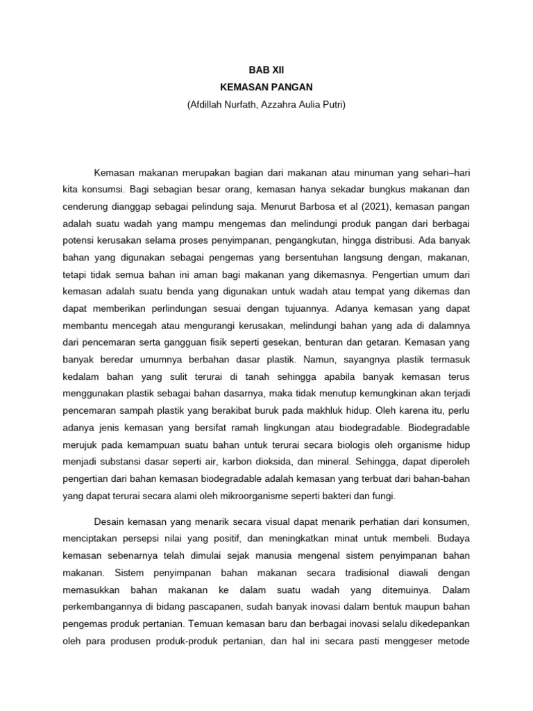 Bab Xii Kemasan Pangan | PDF