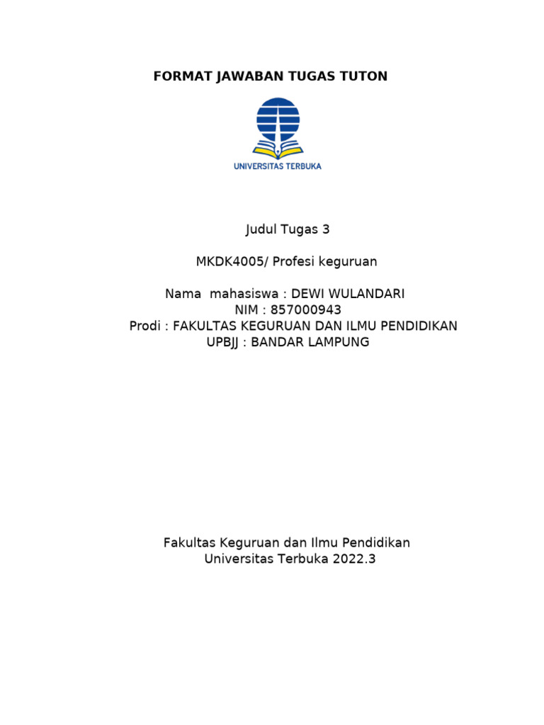 Format Jawaban Tugas 3 Profesi Guru | PDF