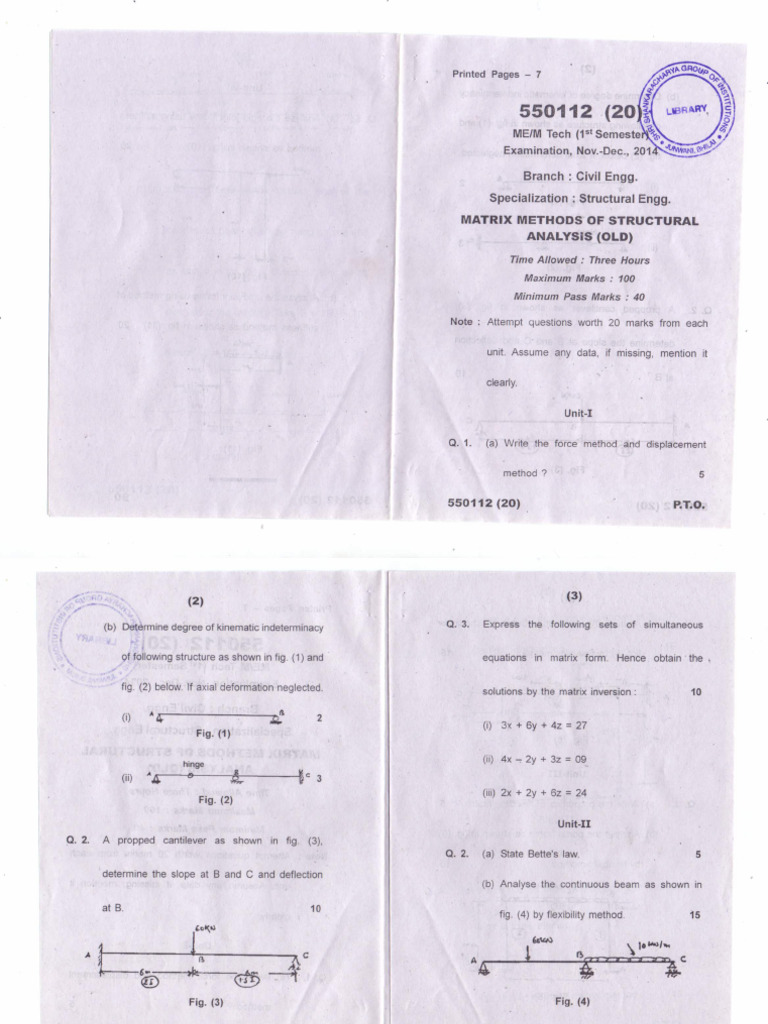 Matrix Methods of Structural Analysis NOV DEC 2014 | PDF