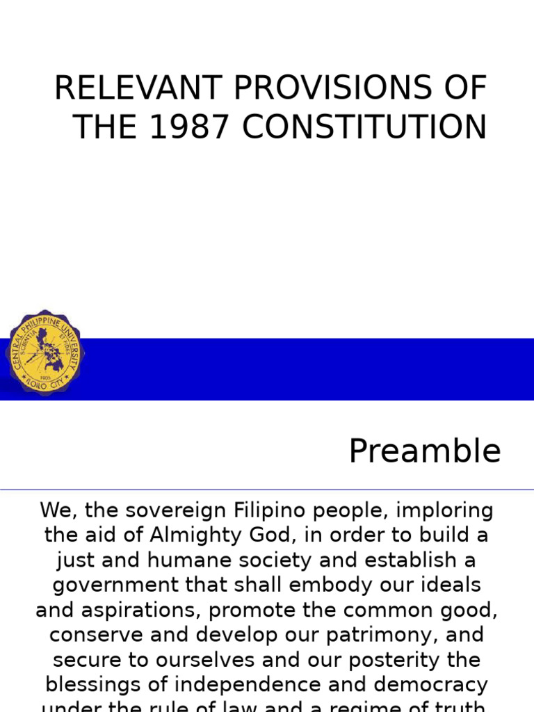 3 Relevant Provisions of The 1987 Constitution | PDF