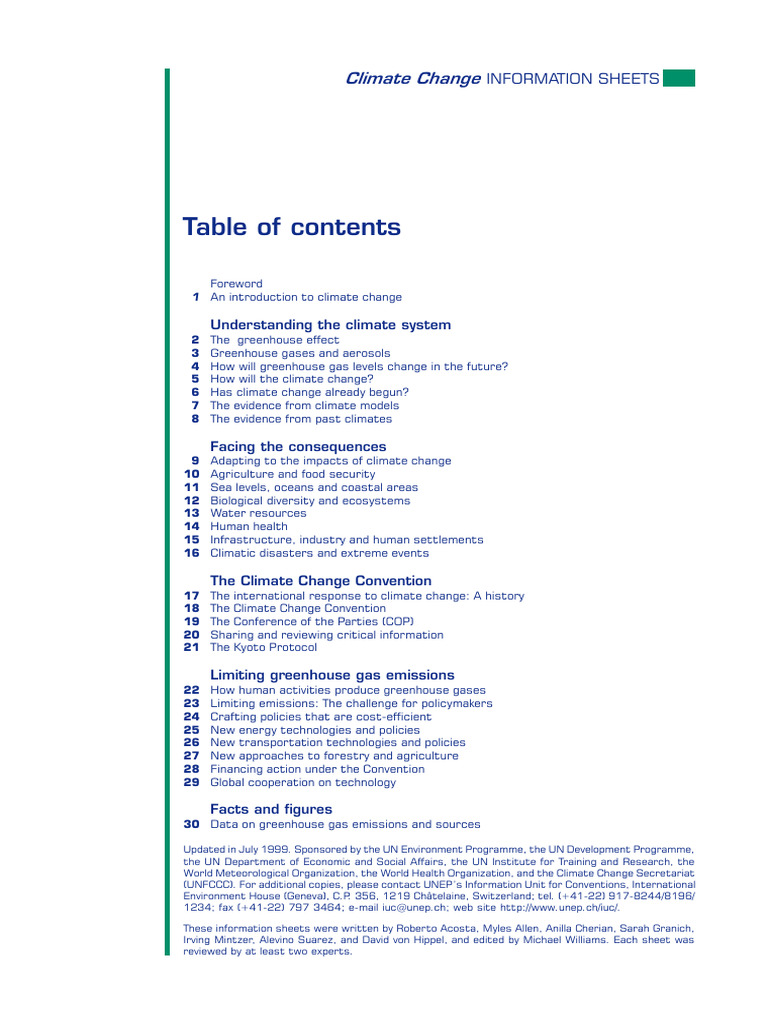 1999 (62p) UNFCCC - Climate Change Information Sheet | PDF