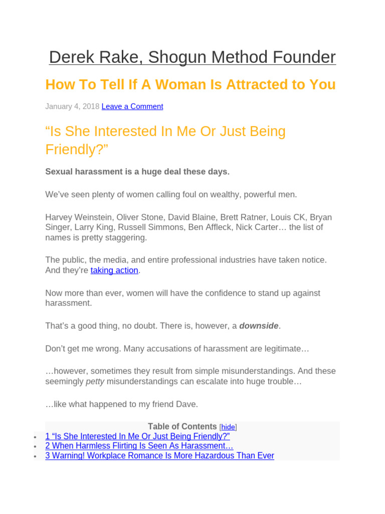 Derek Rake, Shogun Method Founder: How To Tell If A Woman Is Attracted ...