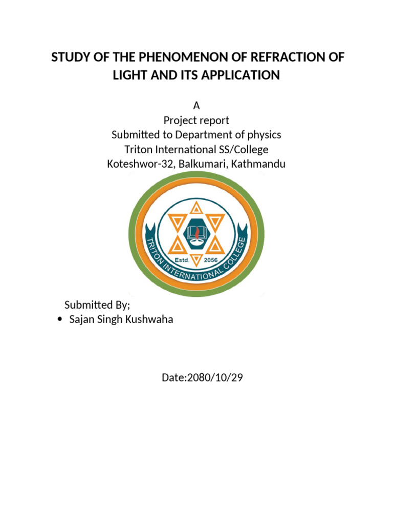 Refraction of Light: Principles & Applications | PDF | Refraction ...