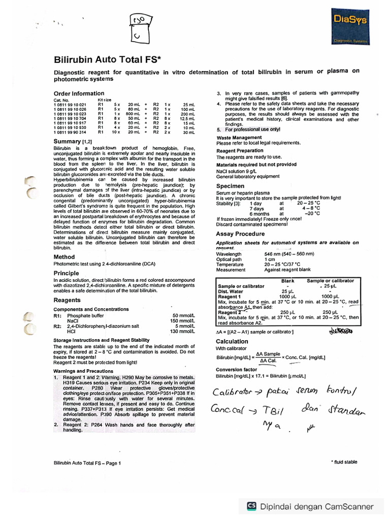 Bilirubin Kit DIAYS | PDF