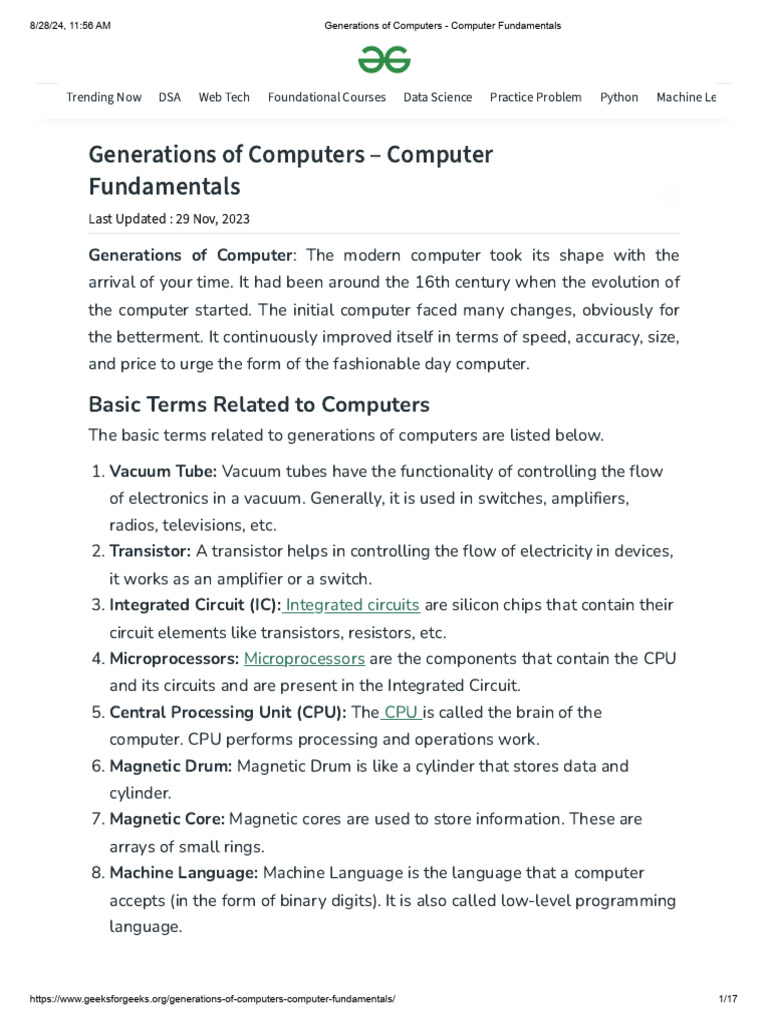 Generations of Computers | PDF | Integrated Circuit | Games & Activities