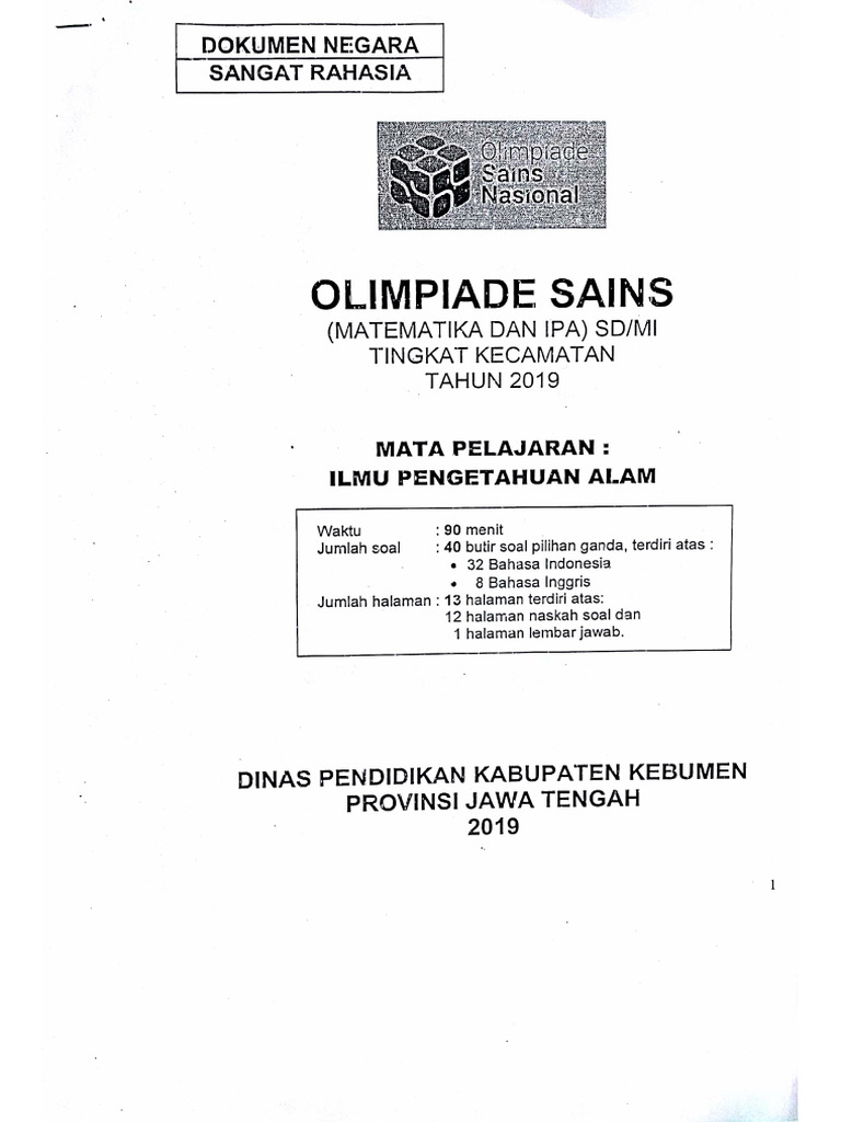 Soal OSN IPA 2019 | PDF