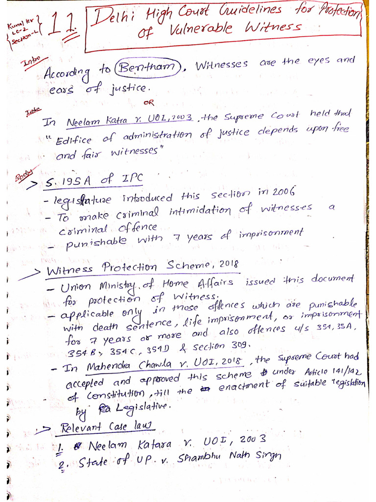 Witnesses Protection, Topic - 11, CRPC | PDF