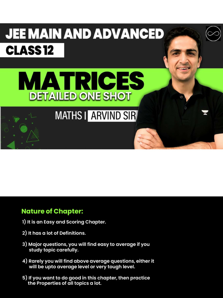 Matrices One Shot | PDF