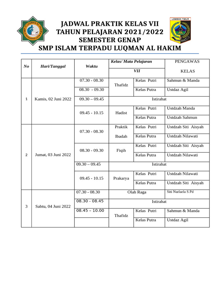 Cetak JADWAL PRAKTI | PDF