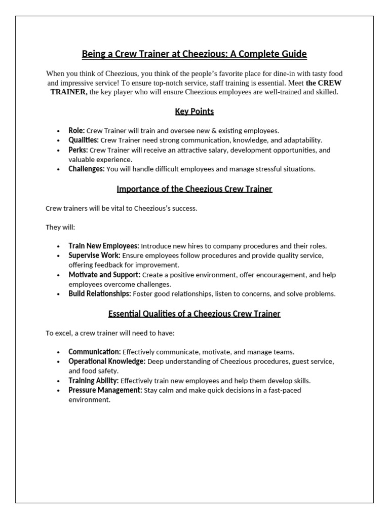 A Guide-Crew Trainer | PDF