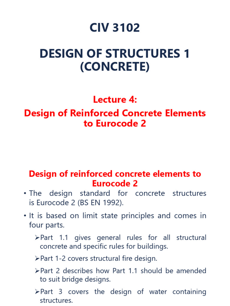 LN4. Design of Reinforced Concrete Elements To EC2 | PDF